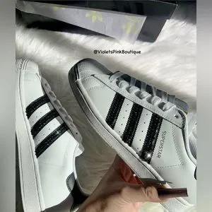 adidas | Shoes | Womens Custom Swarovski Bling Adidas Sneakers | Poshmark